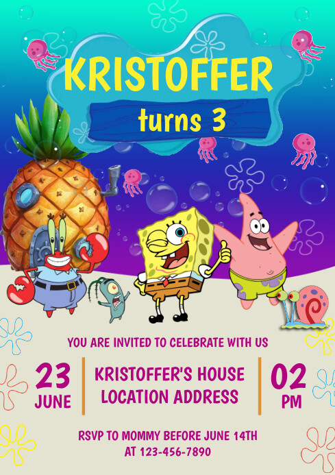 Spongebob Joyful Birthday Invitation Template | PosterMyWall
