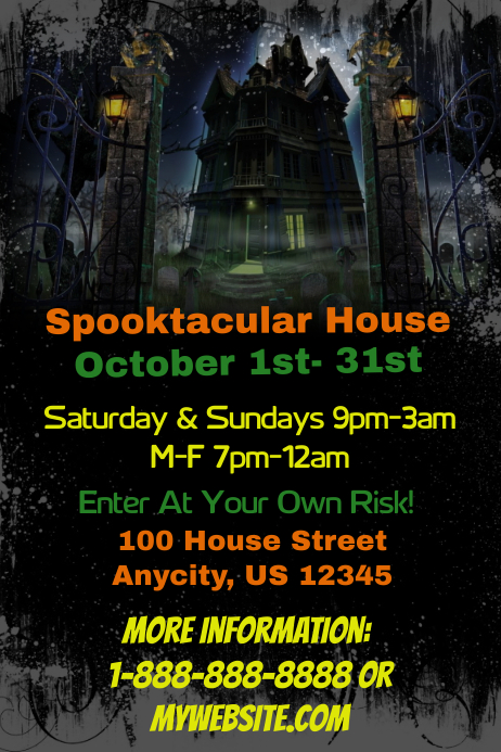 Spooktacular Haunted House Template | PosterMyWall