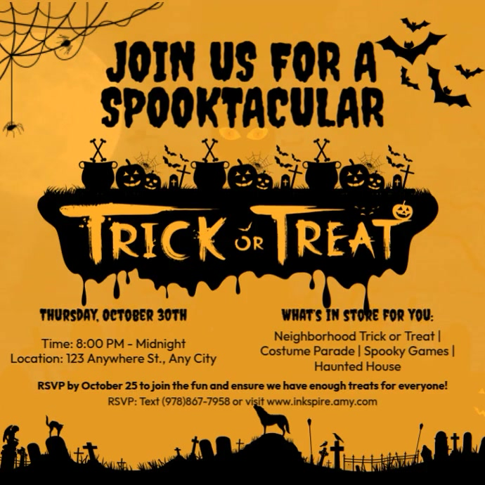 Spooktacular Trick or Treat Night Template | PosterMyWall