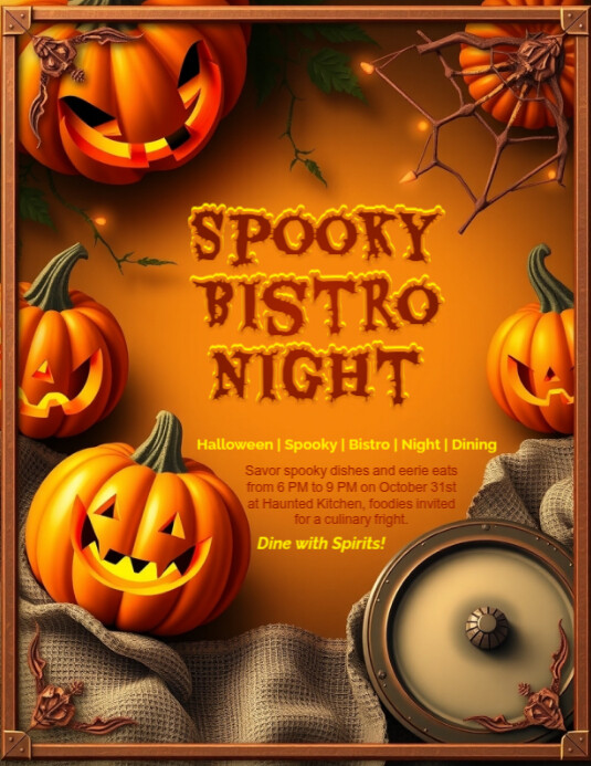 Plantilla de Spooky Bistro Diamond Flyer Design for Culinary Halloween ...