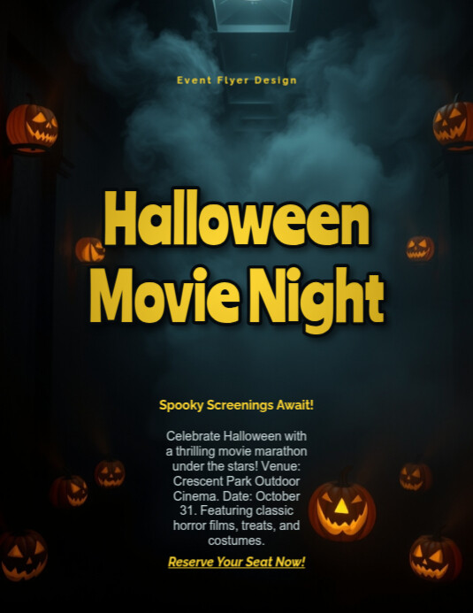 Plantilla de Spooky cinematic halloween movie night flyer template ...