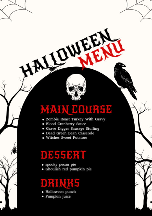 Spooky Halloween Menu Template | PosterMyWall