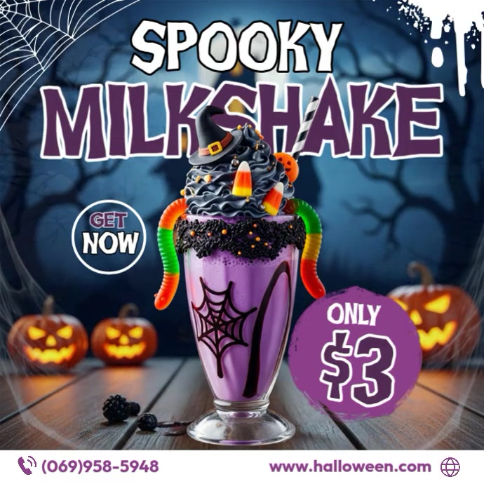 Plantilla de Spooky Halloween Milkshake | PosterMyWall