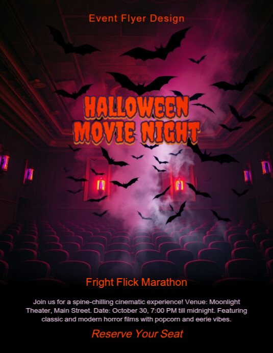 Copy of Spooky halloween movie night flyer design template | PosterMyWall