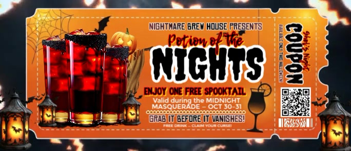 Modèle Spooky Halloween Night Cocktail Coupon | PosterMyWall