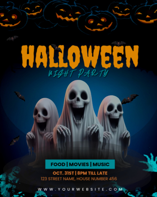 Spooky Halloween party poster Template | PosterMyWall
