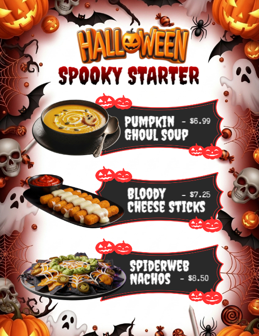 Modèle Spooky Halloween Starter Menu | PosterMyWall