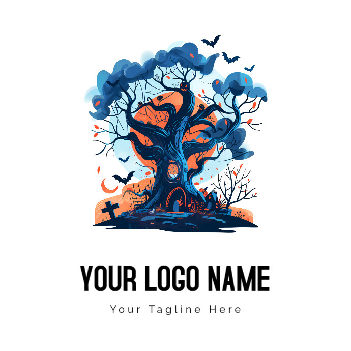 Copia de Spooky Halloween Tree - Spooky Haunted Tree Logo | PosterMyWall