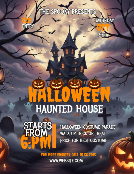 Plantilla de Spooky Illustrated Haunted House Event | PosterMyWall
