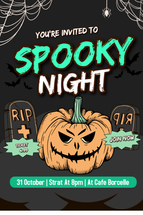 Spooky Night Halloween Party Flyer Template | PosterMyWall