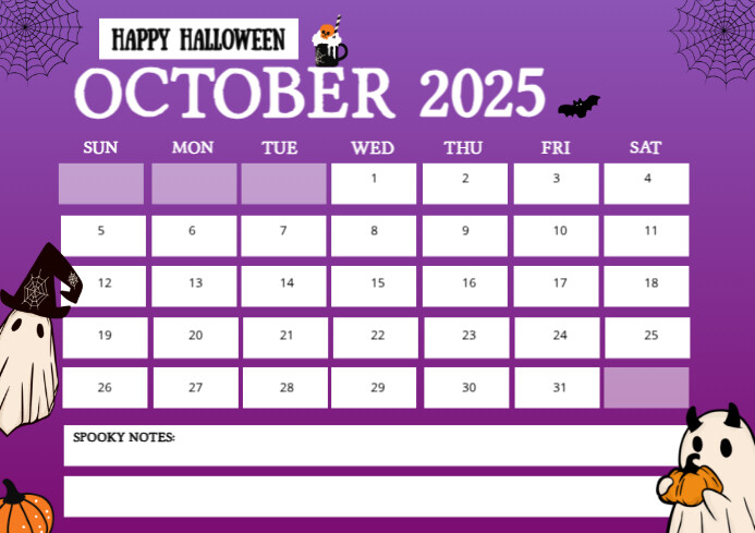Modèle Spooky October Calendar | PosterMyWall