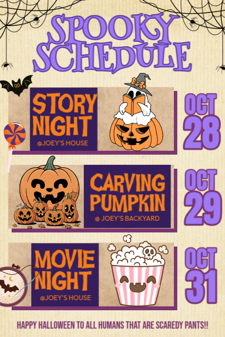 Copy of Spooky Schedule | PosterMyWall
