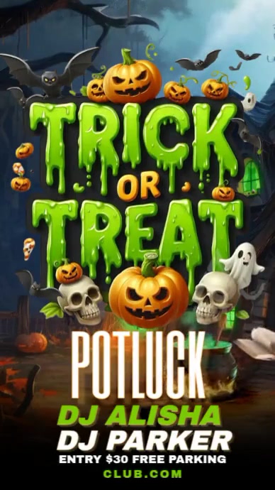Spooky Trick or Treat Potluck Party Template | PosterMyWall