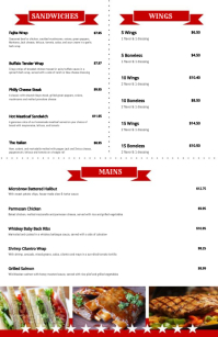 Sport's Bar Menu Template | PosterMyWall
