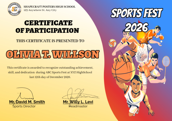 Sports Certificate of Participation A4 Template | PosterMyWall