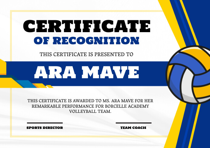 Sports Certificate of Recognition Template | PosterMyWall