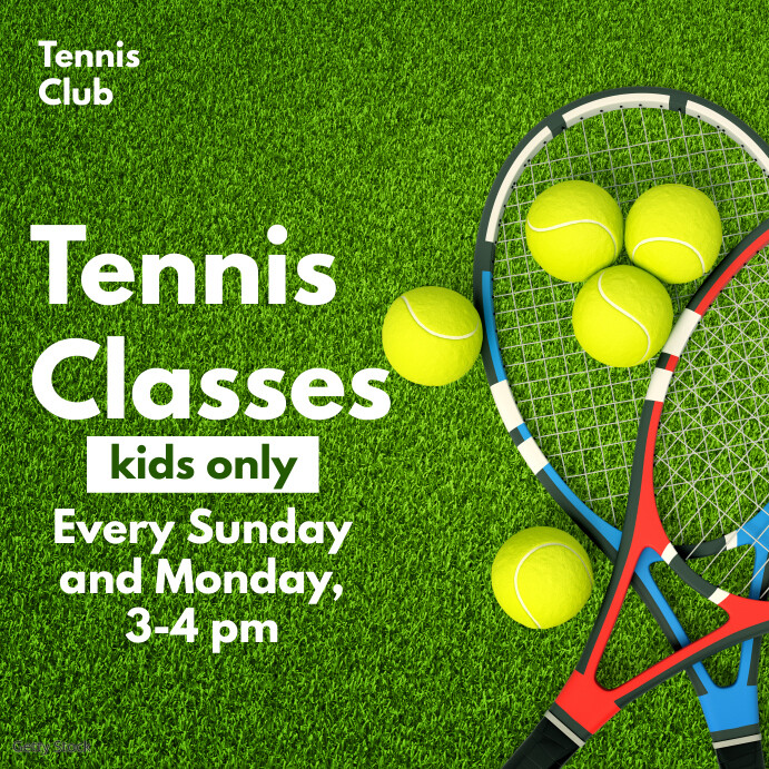 Copy of Sports Classes for Kids Tennis racket on cour | PosterMyWall