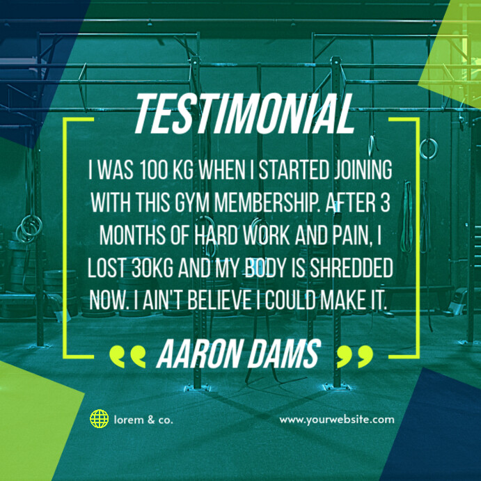 Copy of Sporty Gym Testimonial Instagram Post | PosterMyWall
