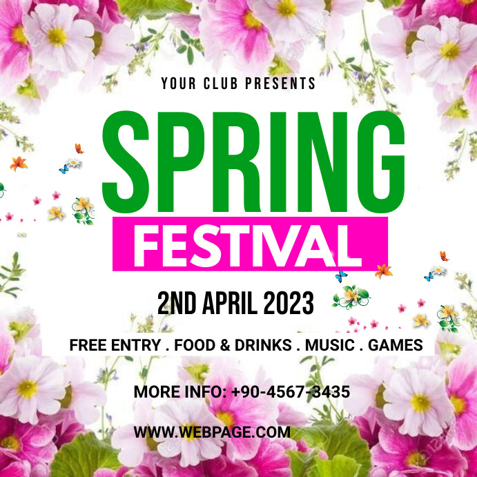 spring, spring party, spring break Template | PosterMyWall