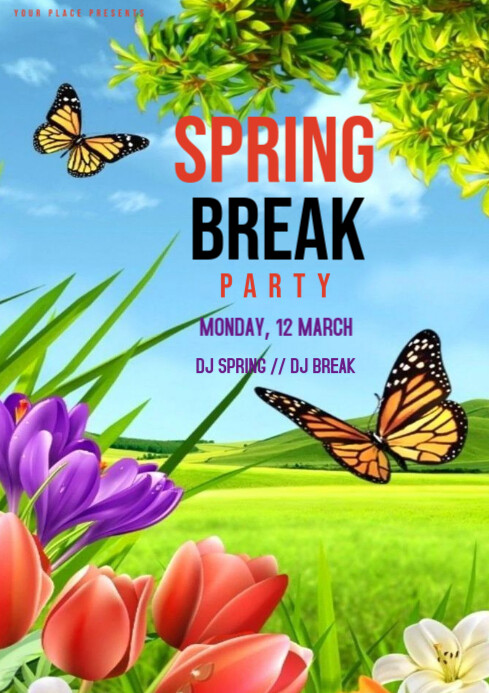 Spring Break A4 Template | PosterMyWall