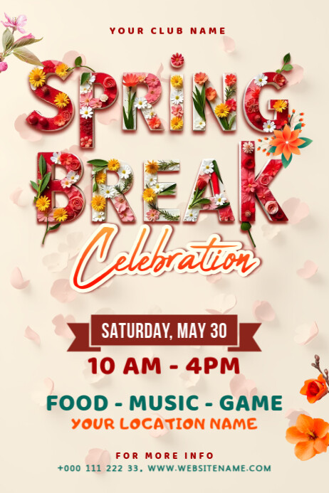 Spring Break Celebration Poster Template | PosterMyWall