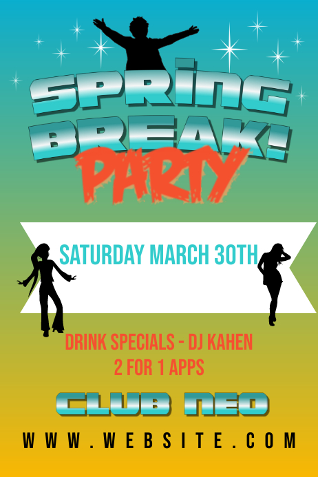 Spring Break Club Party Flyer templaat | PosterMyWall