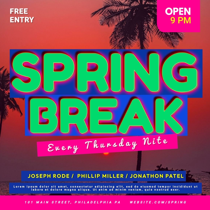 Spring Break Template | PosterMyWall
