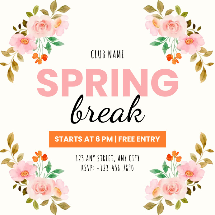 Spring Break Template | PosterMyWall