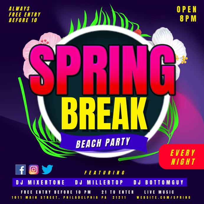 Spring Break Template | PosterMyWall
