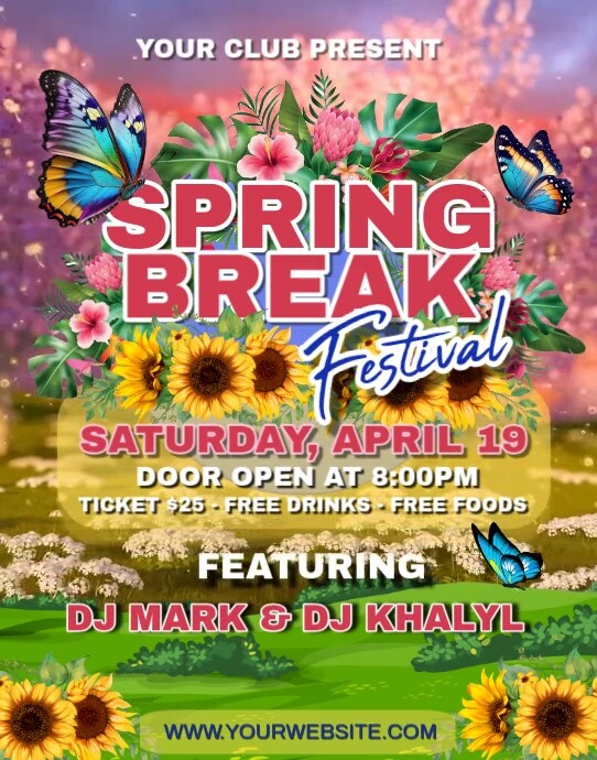 Spring Break Festival Flyer Template | PosterMyWall