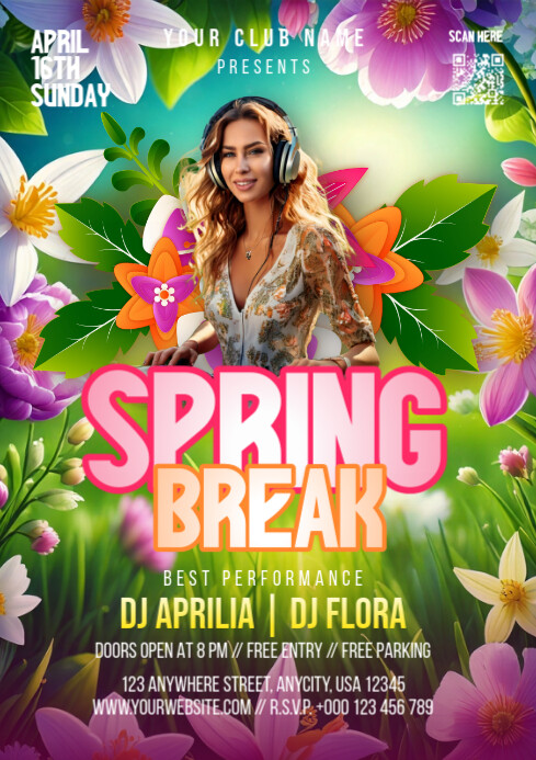 Spring Break Festival Party Event Poster Template | PosterMyWall