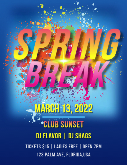 Spring Break Flyer Template | PosterMyWall