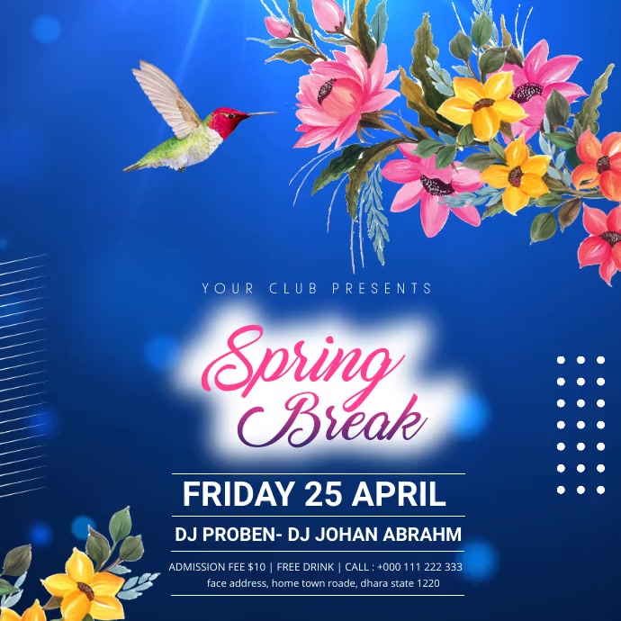 Spring Break Instagram post Template | PosterMyWall