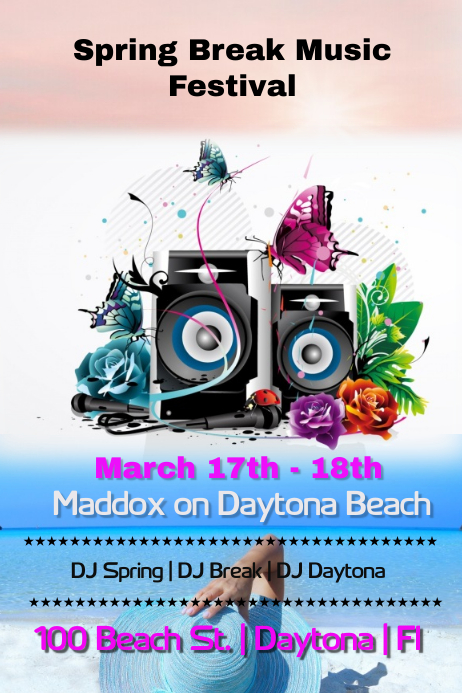 Spring Break Music Festival Flyer Template | PosterMyWall