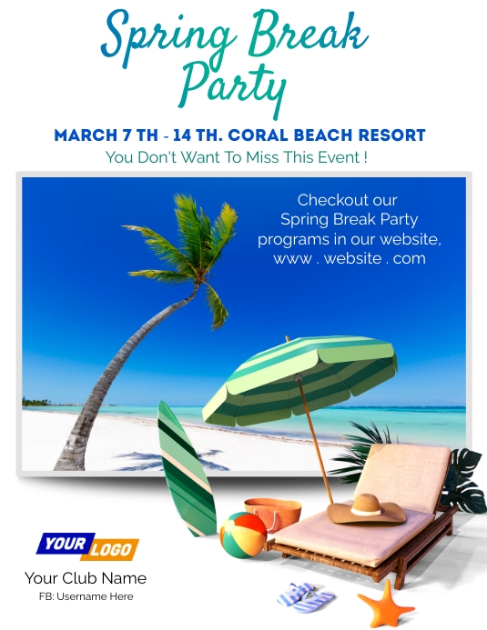 Spring Break Party Design Template | PosterMyWall