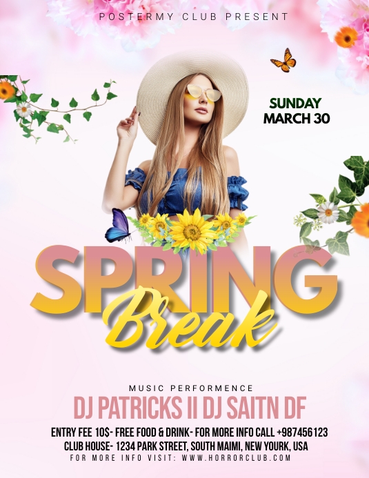 Spring Break Party flyer Template | PosterMyWall