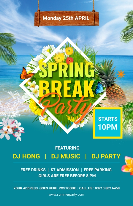 Spring Break Party Flyer Template | PosterMyWall