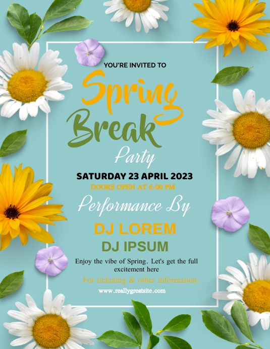 Spring Break Party Flyer Template. | PosterMyWall