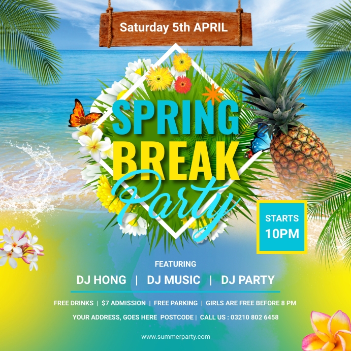 Spring Break Party Instagram Post Template | PosterMyWall