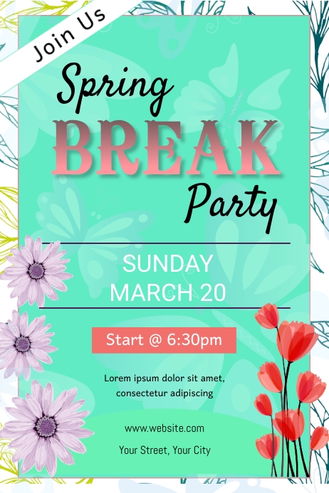 Spring Break Party Poster Template | PosterMyWall