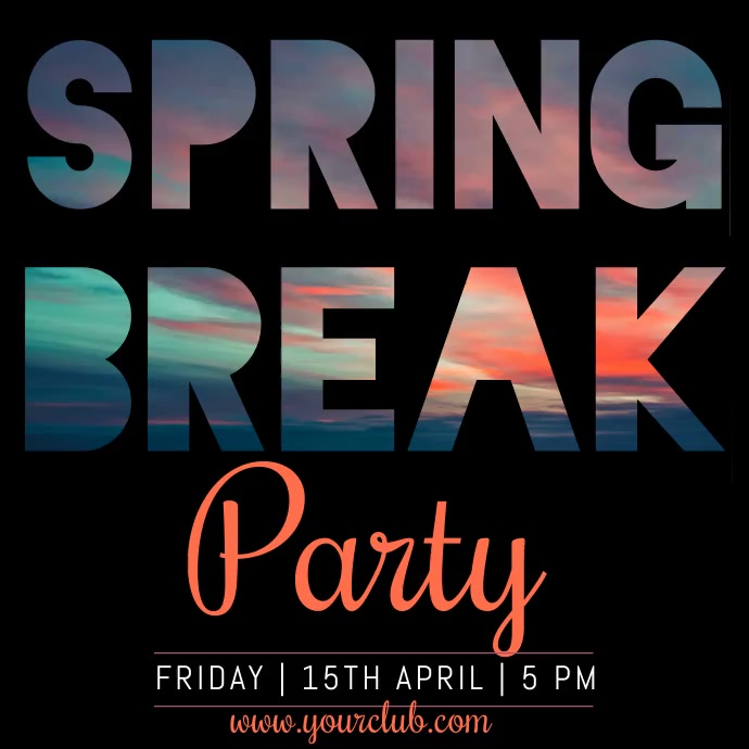 Plantilla de Video de Fiesta de Vacaciones de Primavera | PosterMyWall