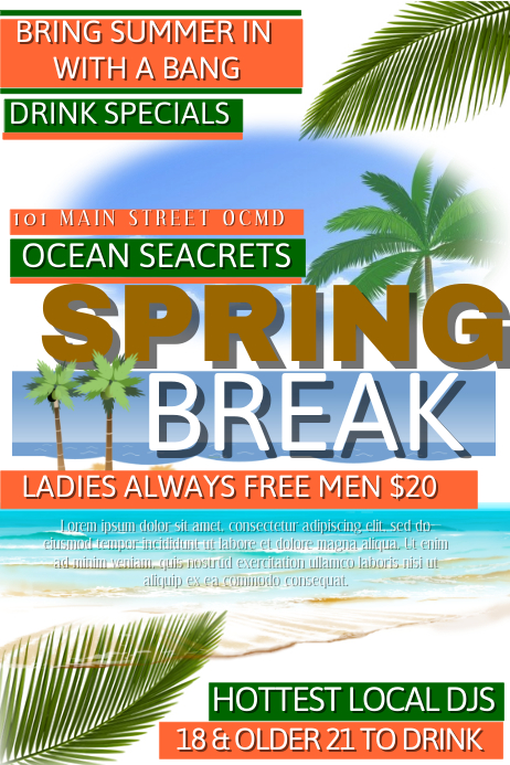 SPRING BREAK Template | PosterMyWall