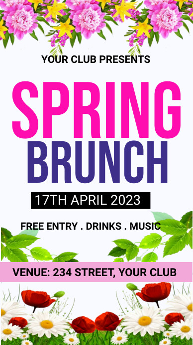 Spring brunch Instagram story invitation Template | PosterMyWall