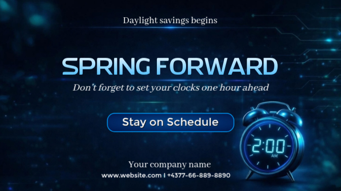 Spring Clock Change Announcement Template Digital Display (16:9 ...