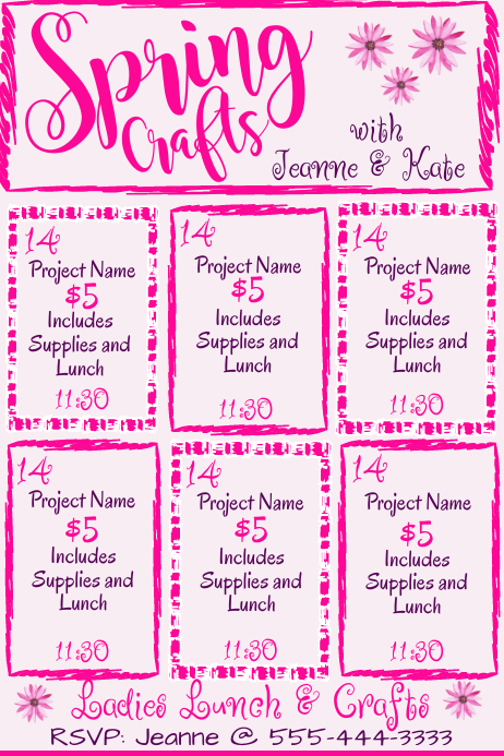 Copy of Spring Crafts Calendar Schedule | PosterMyWall