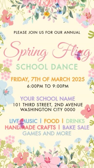 Spring Fling Dance 2025 Template | PosterMyWall