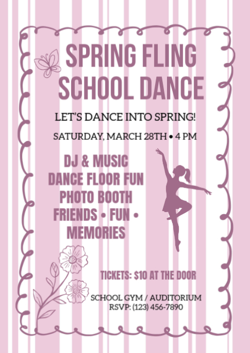 spring fling school dance flyer Template | PosterMyWall