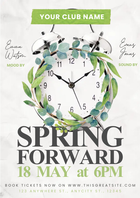 Spring Forward Event Simple White Template | PosterMyWall
