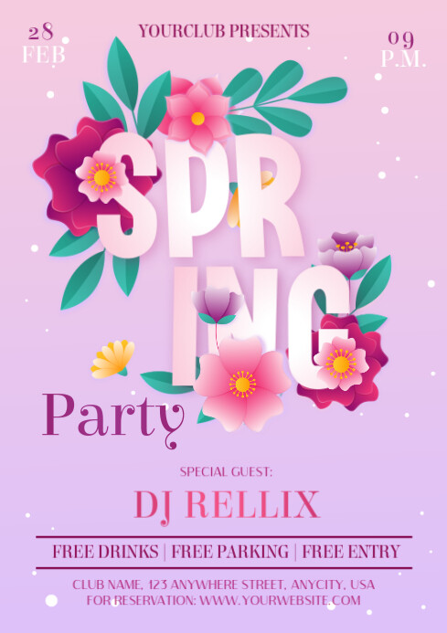 Spring Party Event Poster Flyer Design Template | PosterMyWall