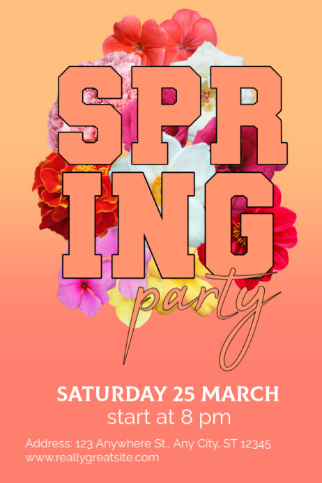 spring party flyer floral party flyer Template | PosterMyWall